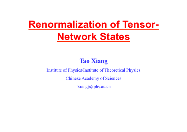 (PDF) Renormalization of tensor-network states