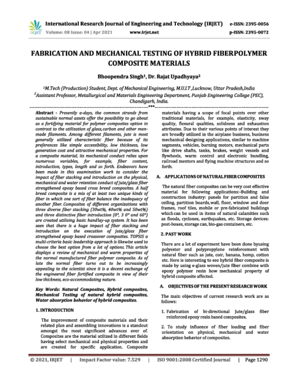 (PDF) FABRICATION AND MECHANICAL TESTING OF HYBRID FIBER POLYMER ...