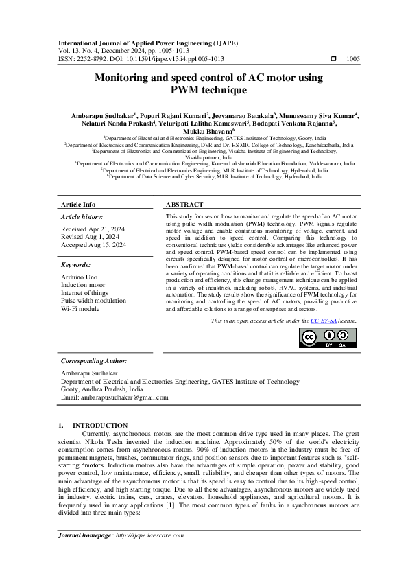 Pdf Monitoring And Speed Control Of Ac Motor Using Pwm Technique