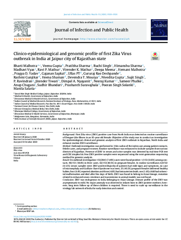 (PDF) Clinico-epidemiological and genomic profile of first Zika Virus ...
