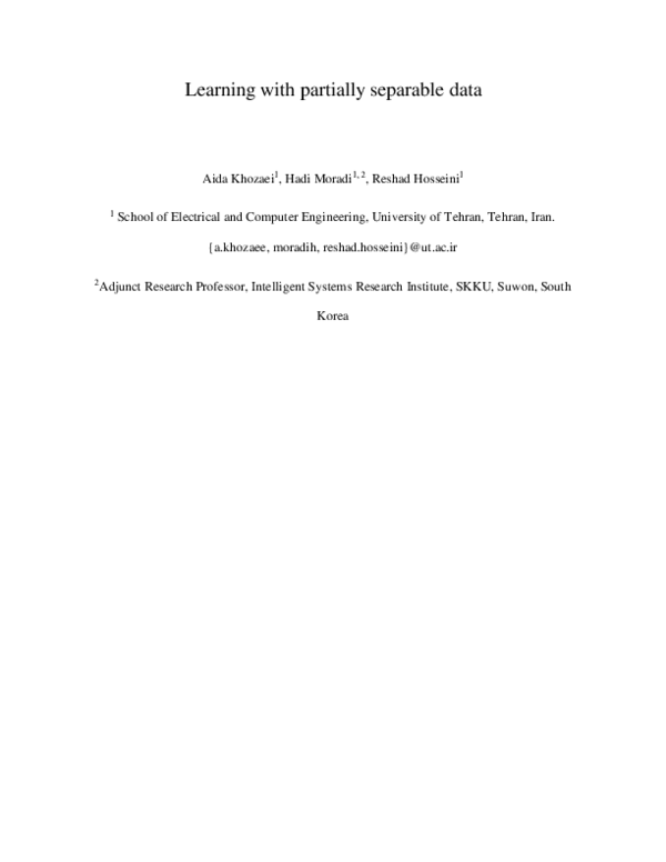 (PDF) Learning with partially separable data