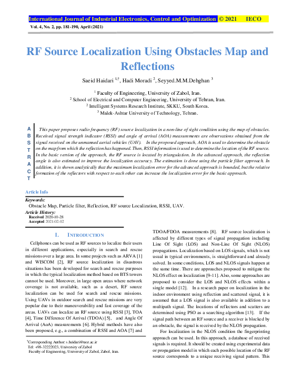 (PDF) RF source localization using obstacles map and reflections