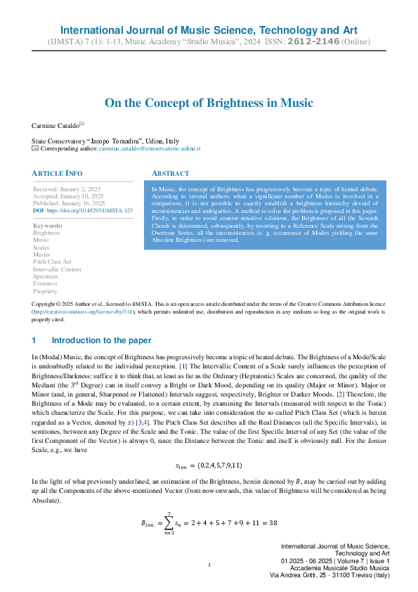 (PDF) On the Concept of Brightness in Music