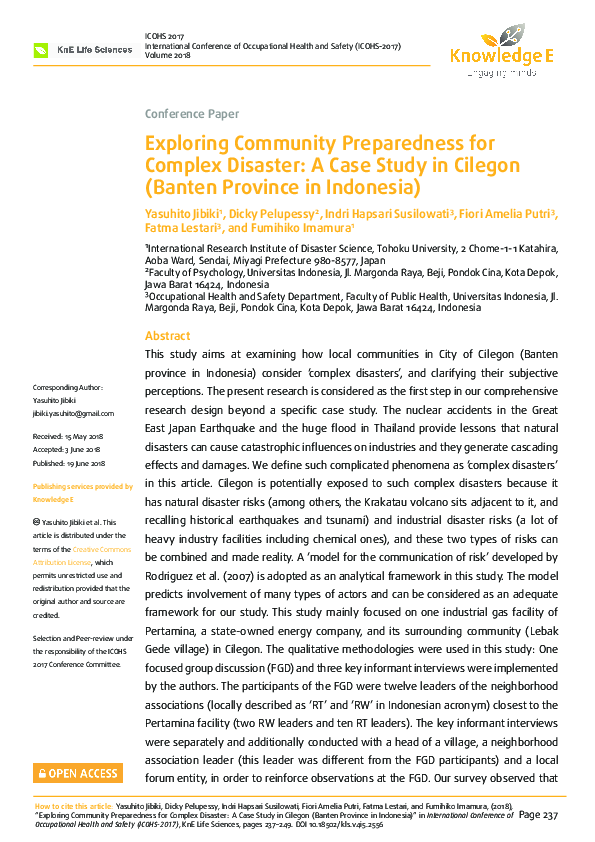 (PDF) Exploring Community Preparedness for Complex Disaster: A Case ...