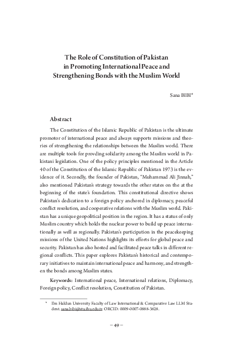 (PDF) The Role of the Constitution of Pakistan in Promoting ...