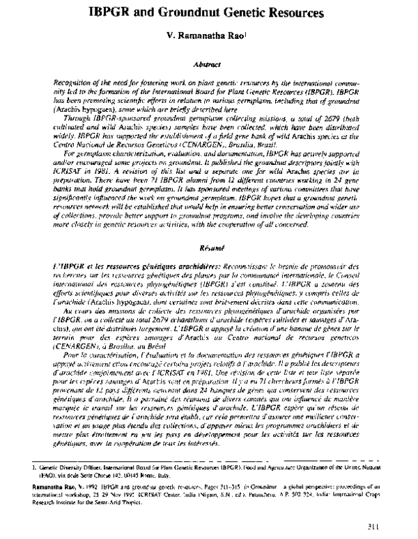 (PDF) IBPGR and groundnut genetic resources