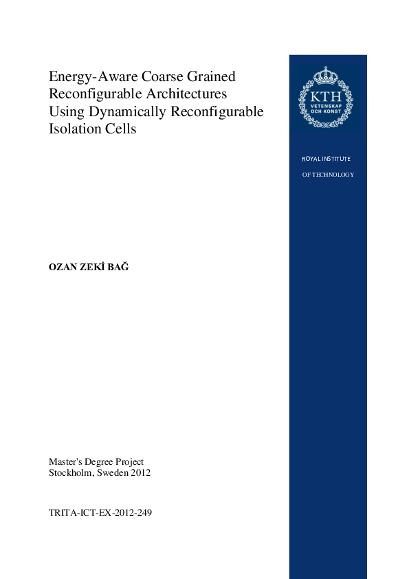 Pdf Energy Aware Coarse Grained Reconfigurable Architectures Using Dynamically Reconfigurable