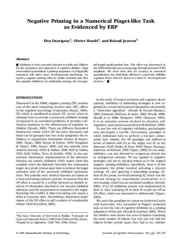 (PDF) Negative Priming in a Numerical Piaget-like Task as Evidenced by ERP