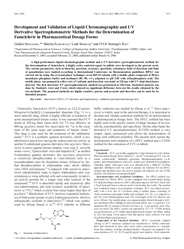 (PDF) Development and Validation of Liquid Chromatographic and UV Derivative Spectrophotometric ...