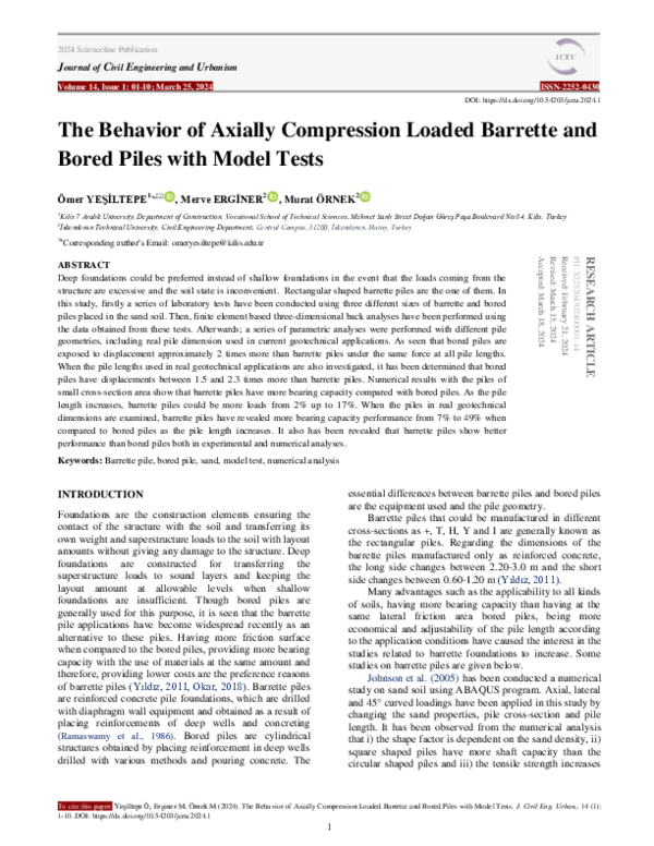 (PDF) The Behavior of Axially Compression Loaded Barrette and Bored ...