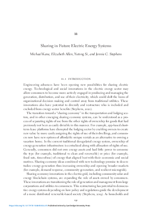 (PDF) Sharing in Future Electric Energy Systems