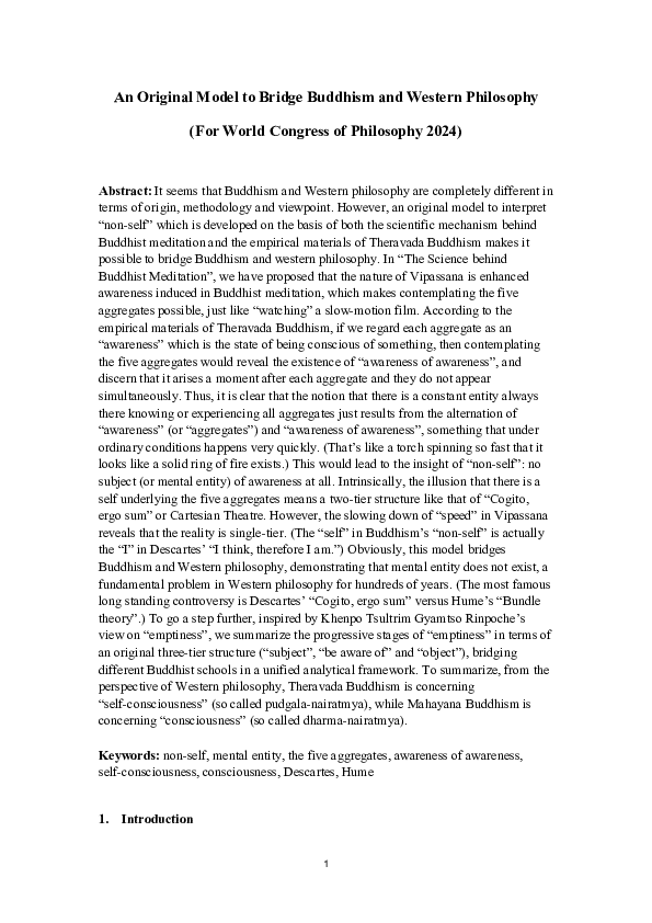 (PDF) An Original Model to Bridge Buddhism and Western Philosophy ...