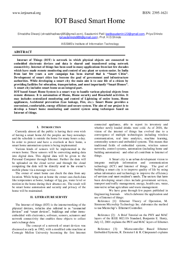 (PDF) IOT Based Smart Home