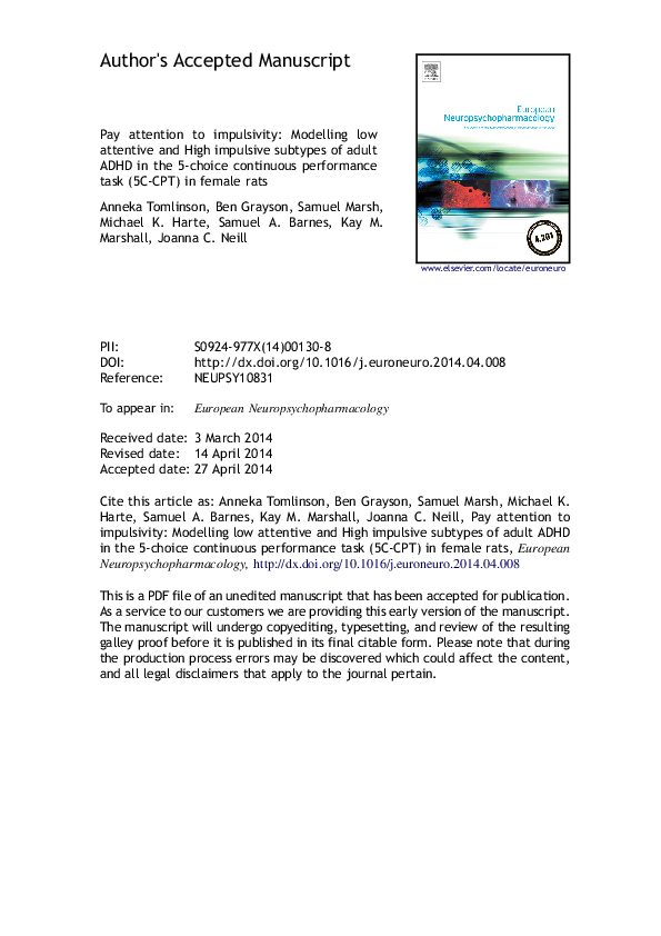 (PDF) Pay attention to impulsivity: Modelling low attentive and high ...