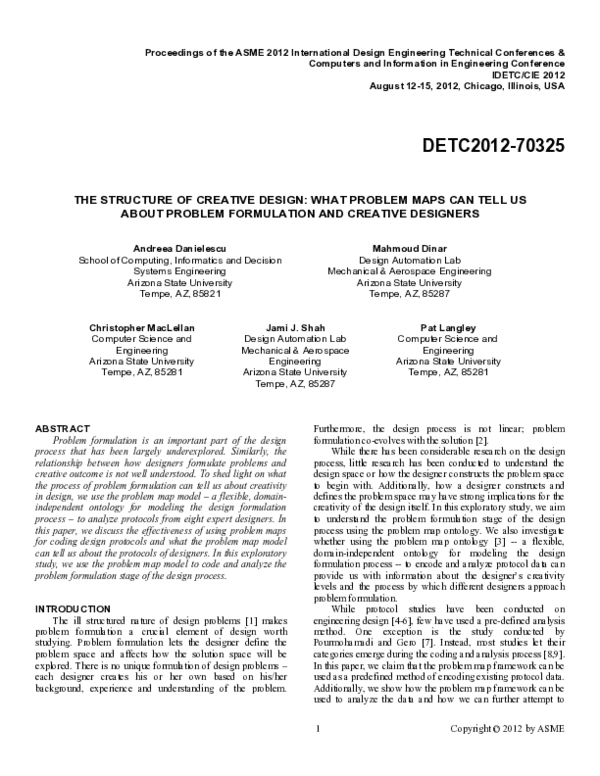 (PDF) The Structure of Creative Design: What Problem Maps Can Tell Us ...