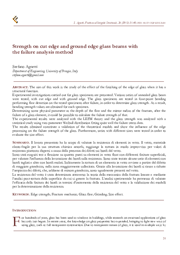 (PDF) Strength on cut edge and ground edge glass beams with the failure ...