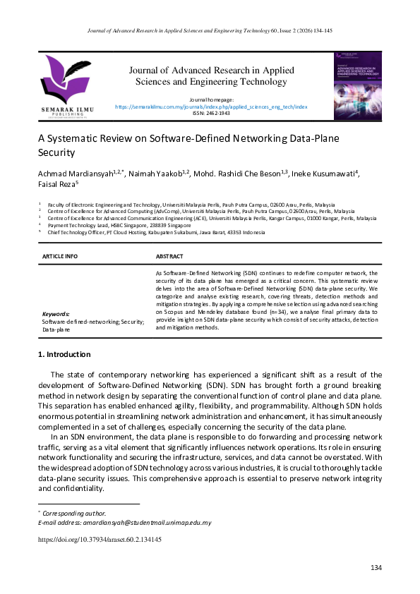(PDF) A Systematic Review on Software-Defined Networking Data-Plane Security