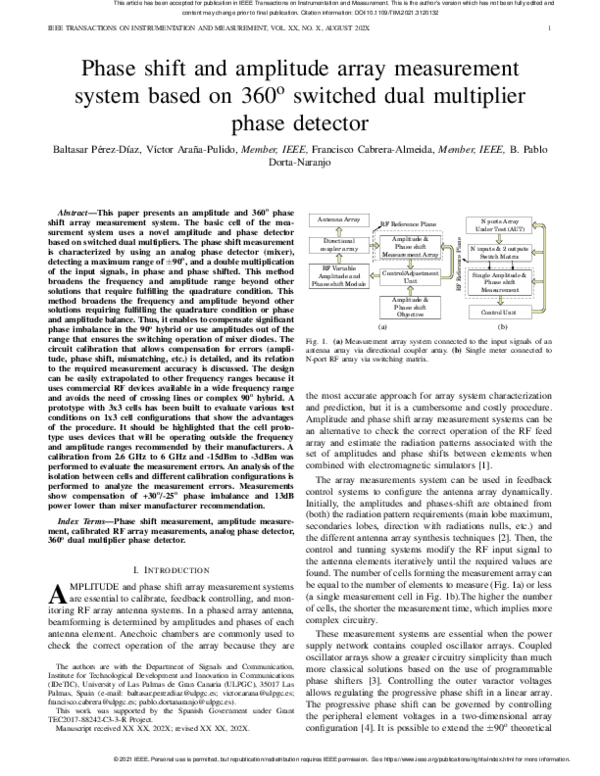 (PDF) Phase Shift and Amplitude Array Measurement System Based on 360º Switched Dual Multiplier ...