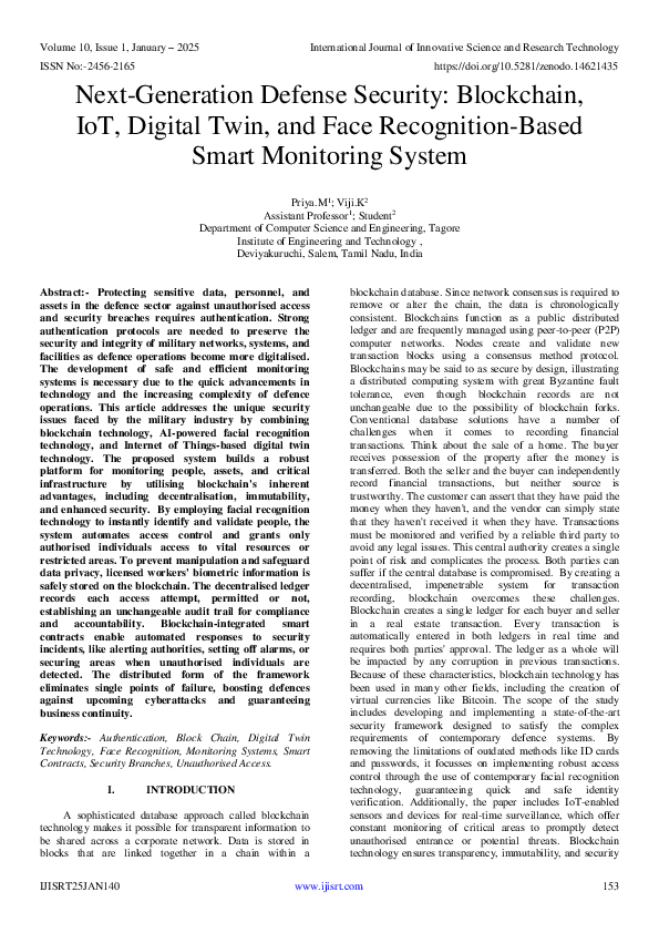 (PDF) Next-Generation Defense Security: Blockchain, IOT, Digital Twin, and Face Recognition ...