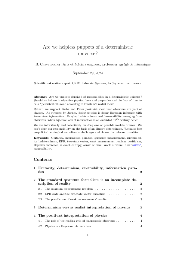 (PDF) Are we helpless puppets of a deterministic universe?