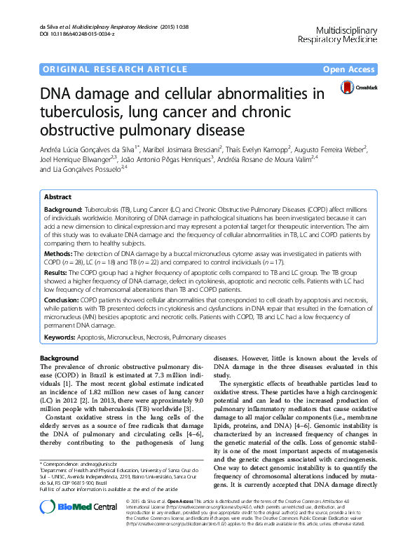 (PDF) DNA damage and cellular abnormalities in tuberculosis, lung ...