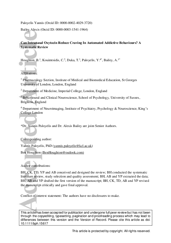 (PDF) Can intranasal oxytocin reduce craving in automated addictive ...