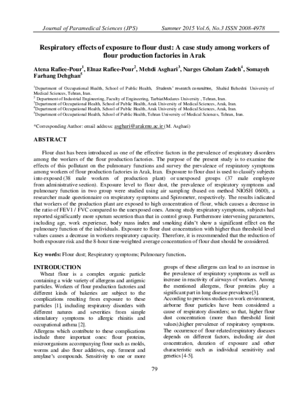 (PDF) Respiratory effects of exposure to flour dust: A case study among ...