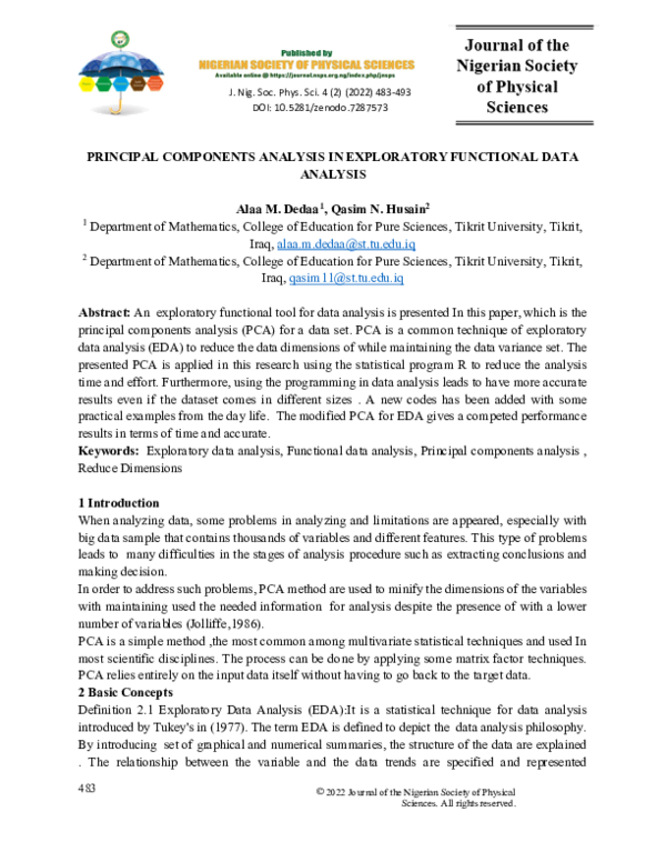 Pdf Principal Components Analysis In Exploratory Functional Data Analysis