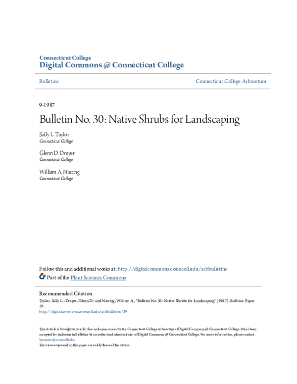 (PDF) Bulletin No. 30: Native Shrubs for Landscaping