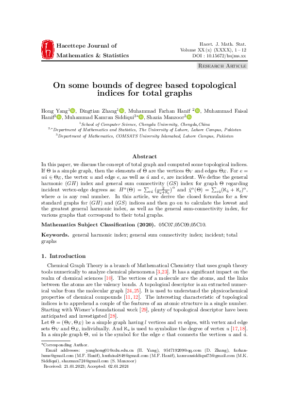 (PDF) On Some Bounds of Degree Based Topological Indices for Total Graphs