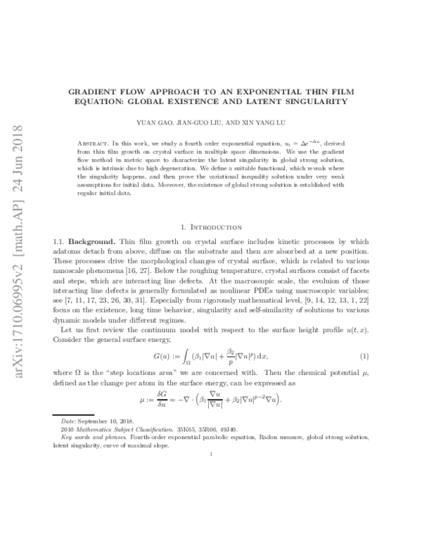 (PDF) Gradient flow approach to an exponential thin film equation ...