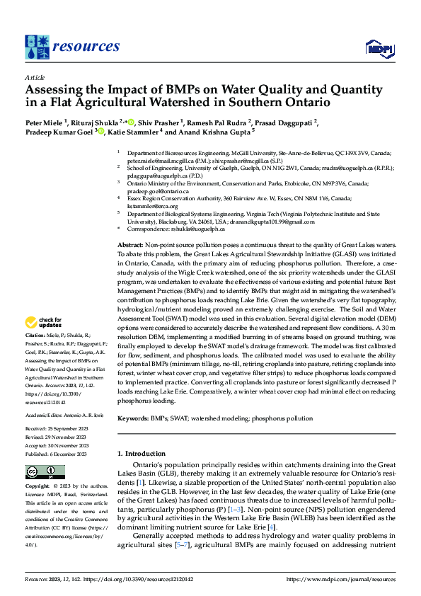 (PDF) Assessing the Impact of BMPs on Water Quality and Quantity in a ...