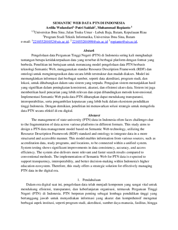 (PDF) SEMANTIC WEB DATA PTN DI INDONESIA
