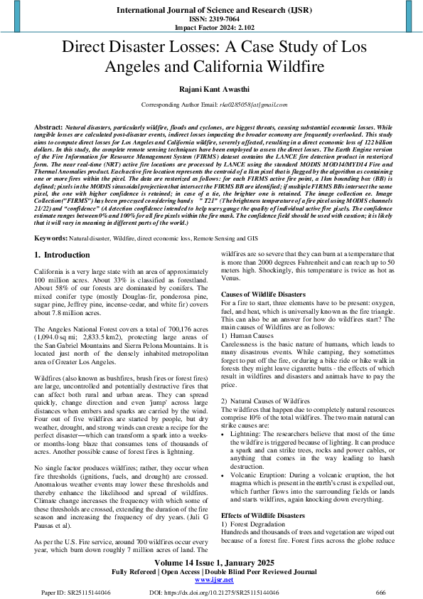 (PDF) Direct Disaster Losses: A Case Study of Los Angeles and ...