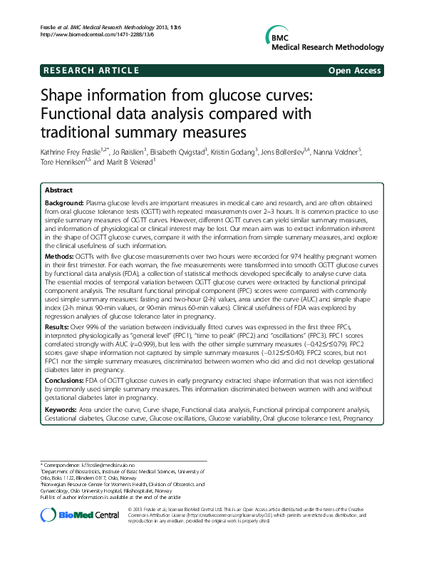 (PDF) Shape information from glucose curves: Functional data analysis compared with traditional ...