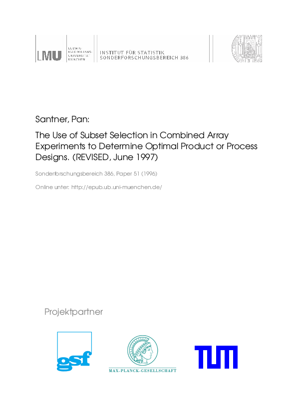 Pdf The Use Of Subset Selection In Combined Array Experiments To Determine Optimal Product Or