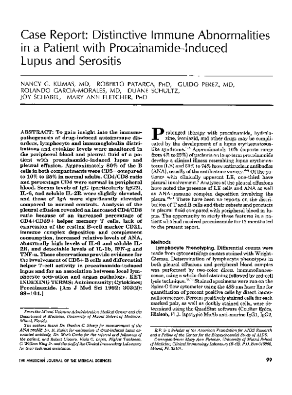 (PDF) Case Report: Distinctive Immune Abnormalities in a Patient with ...