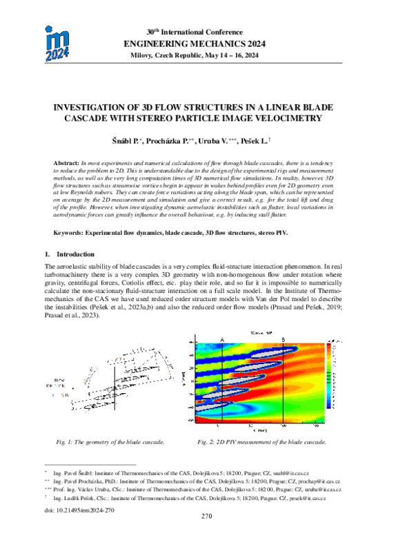 (PDF) Investigation of 3D Flow Structures in a Linear Blade Cascade with Stereo Particle Image ...
