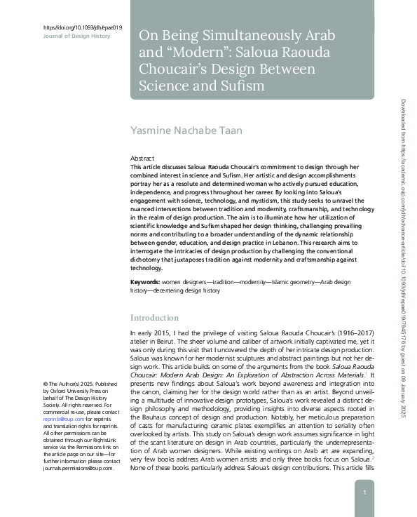 (PDF) On Being Simultaneously Arab and “Modern”: Saloua Raouda Choucair ...