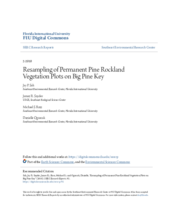 (PDF) Resampling of Permanent Pine Rockland Vegetation Plots on Big ...