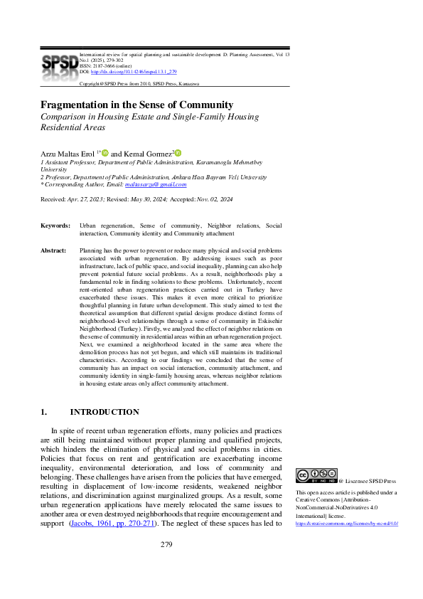 (PDF) Fragmentation in the Sense of Community Comparison in Housing ...