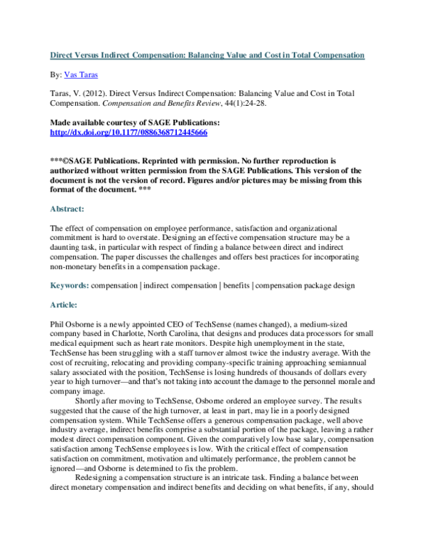 (PDF) Direct Versus Indirect Compensation