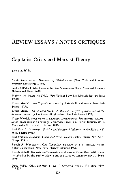 (PDF) Capitalist Crisis and Marxist Theory
