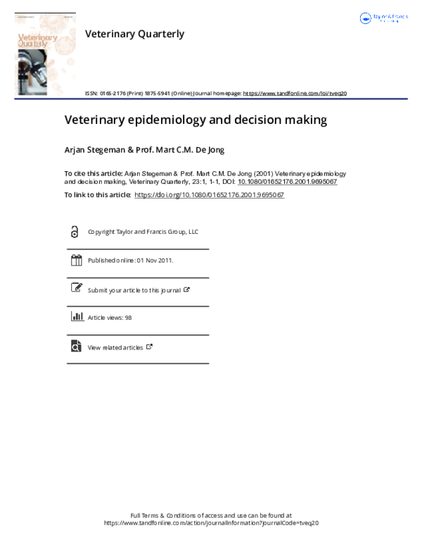 (PDF) Veterinary epidemiology and decision making