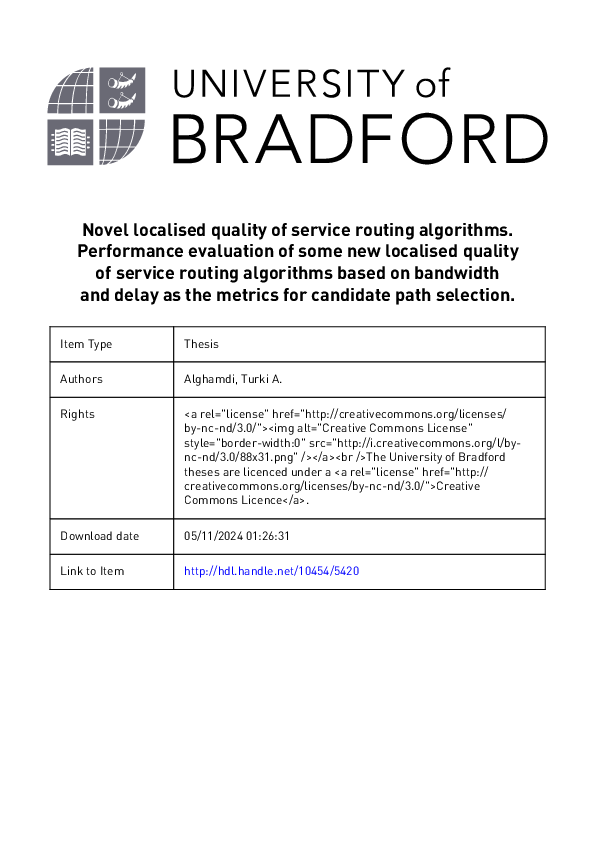(PDF) Novel localised quality of service routing algorithms : performance evaluation of some new ...