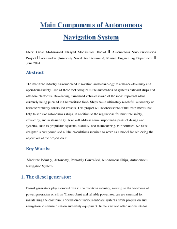 (PDF) Main Components of Autonomous Navigation System