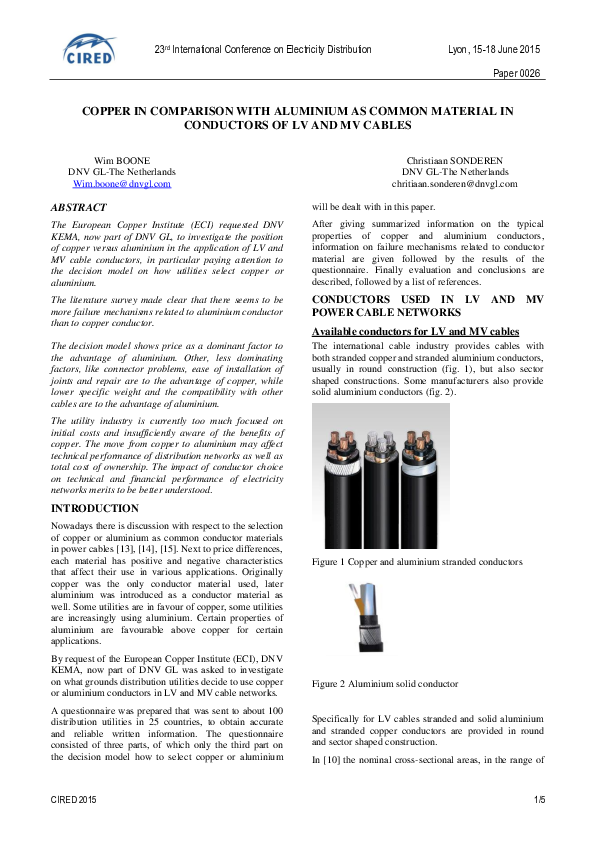 (PDF) Copper in Comparison with Aluminium as Common Material in ...