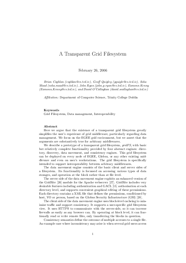 (PDF) A Transparent Grid Filesystem