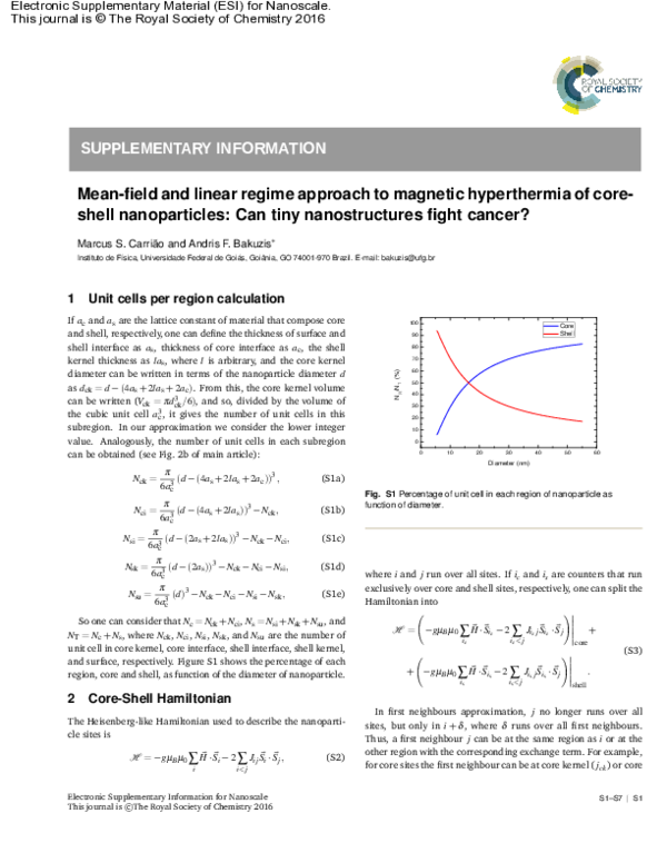 (PDF) Mean-field and linear regime approach to magnetic hyperthermia of core–shell nanoparticles ...