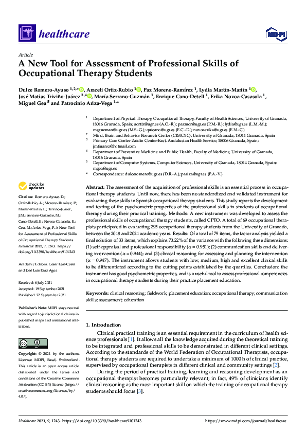 (PDF) A New Tool for Assessment of Professional Skills of Occupational ...